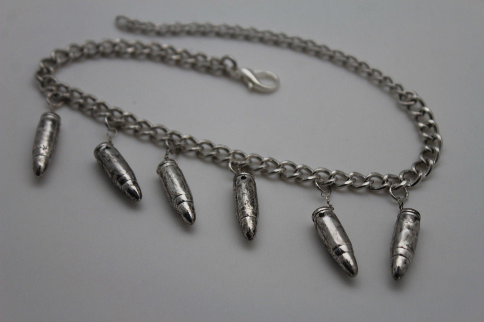Silver Metal Boot Chain Bracelet Multi Gun Bullets Anklet Shoe Charm J ...