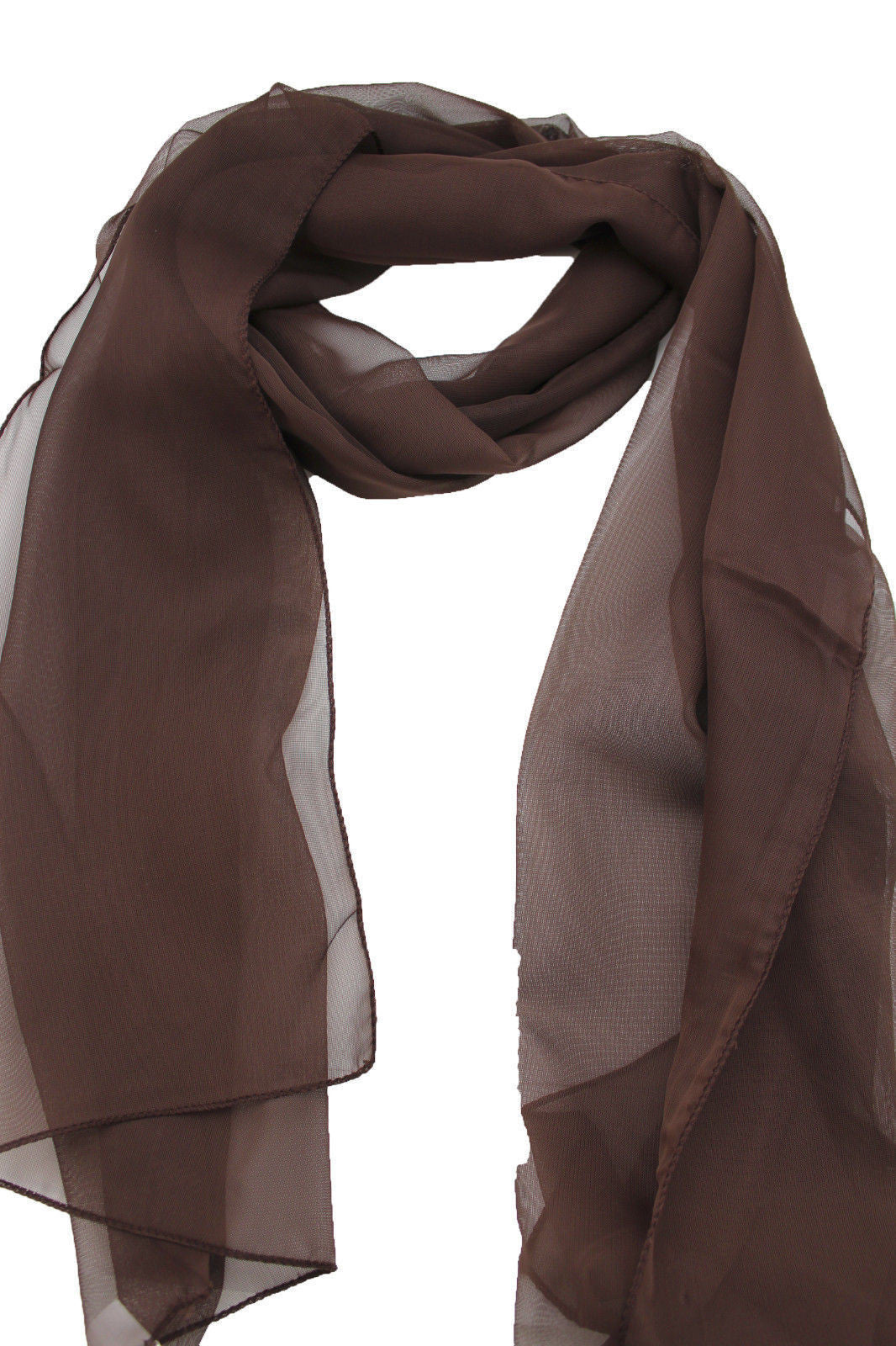 Dark Brown Dark Green Dark Blue Brown Neck Scarf Long Soft Sheer Fabri ...